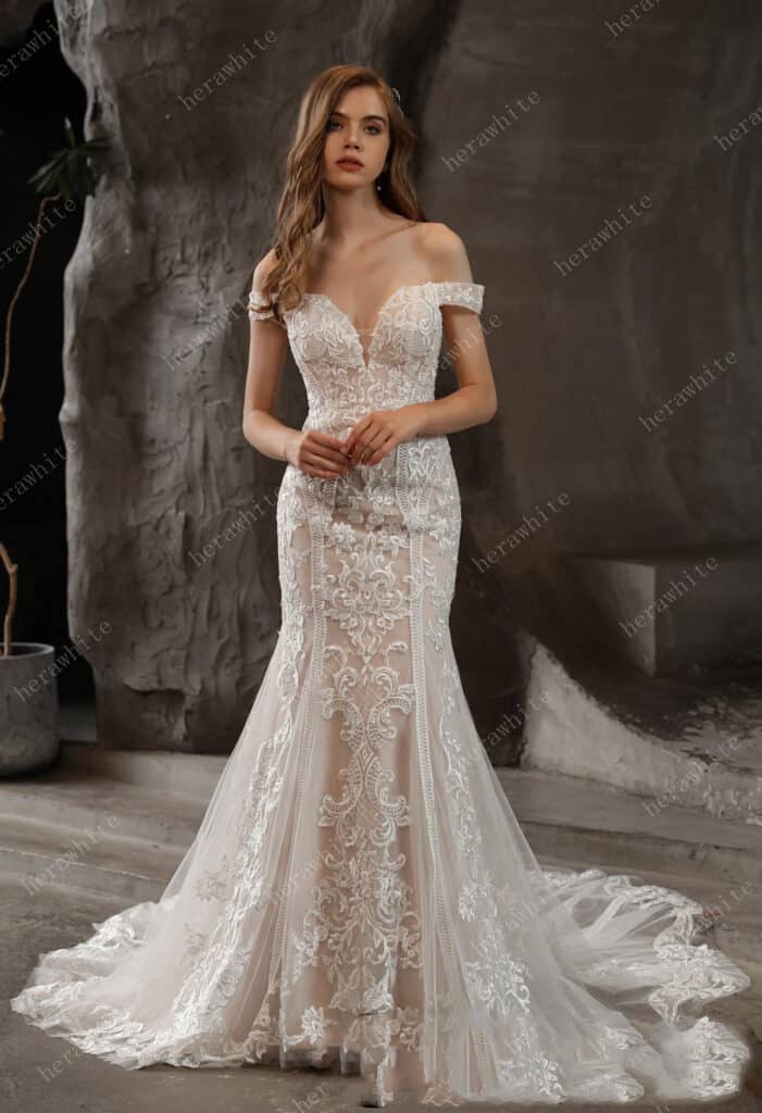 Gorgeous Lace Fit and Flare Bridal Gown with Detachable Train | Bridal ...