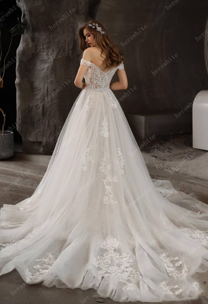 Gorgeous Lace Fit and Flare Bridal Gown with Detachable Train | Bridal ...